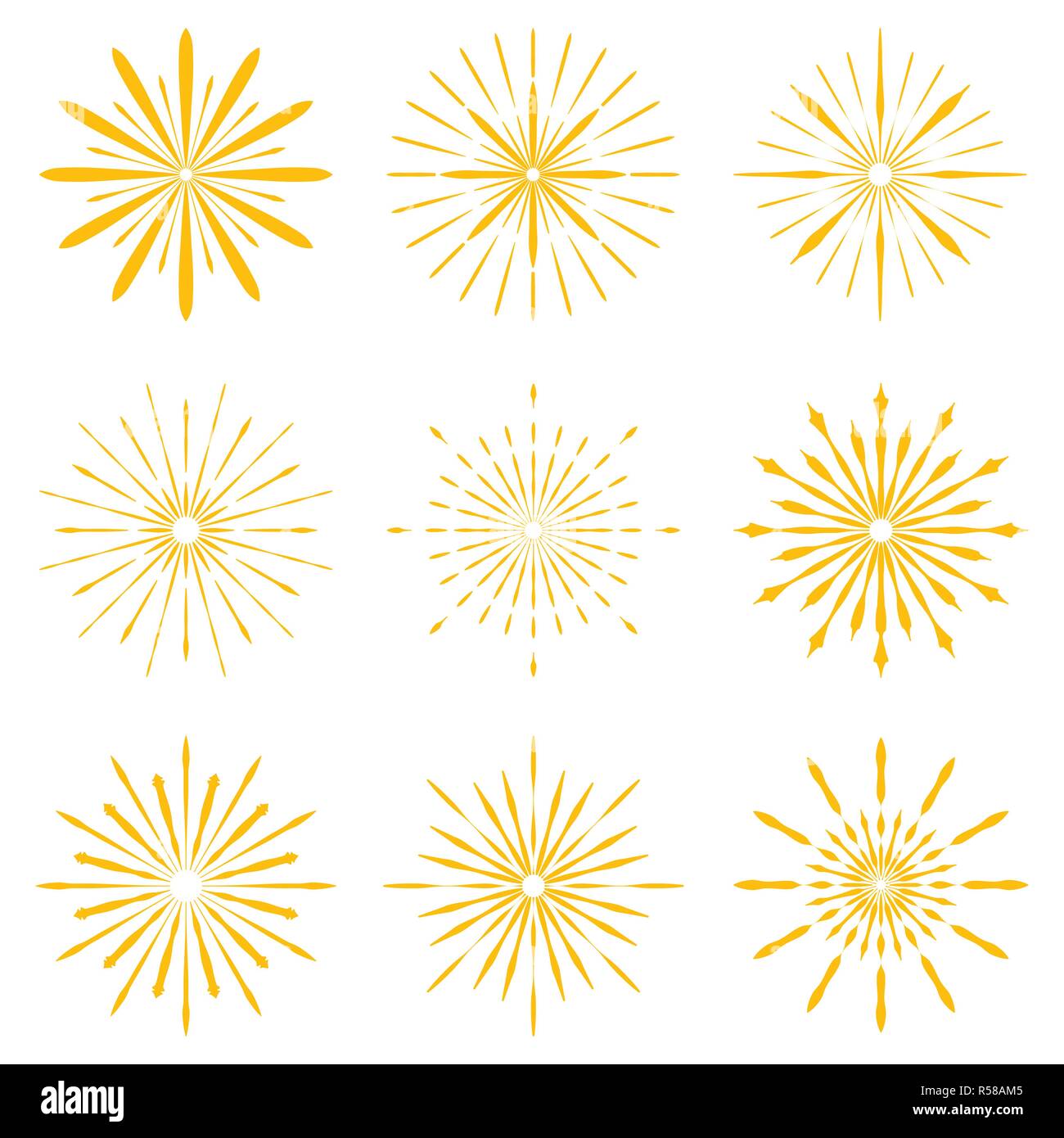 Big set of Retro Sun burst shapes. Vintage logo, labels, badges. Vector ...