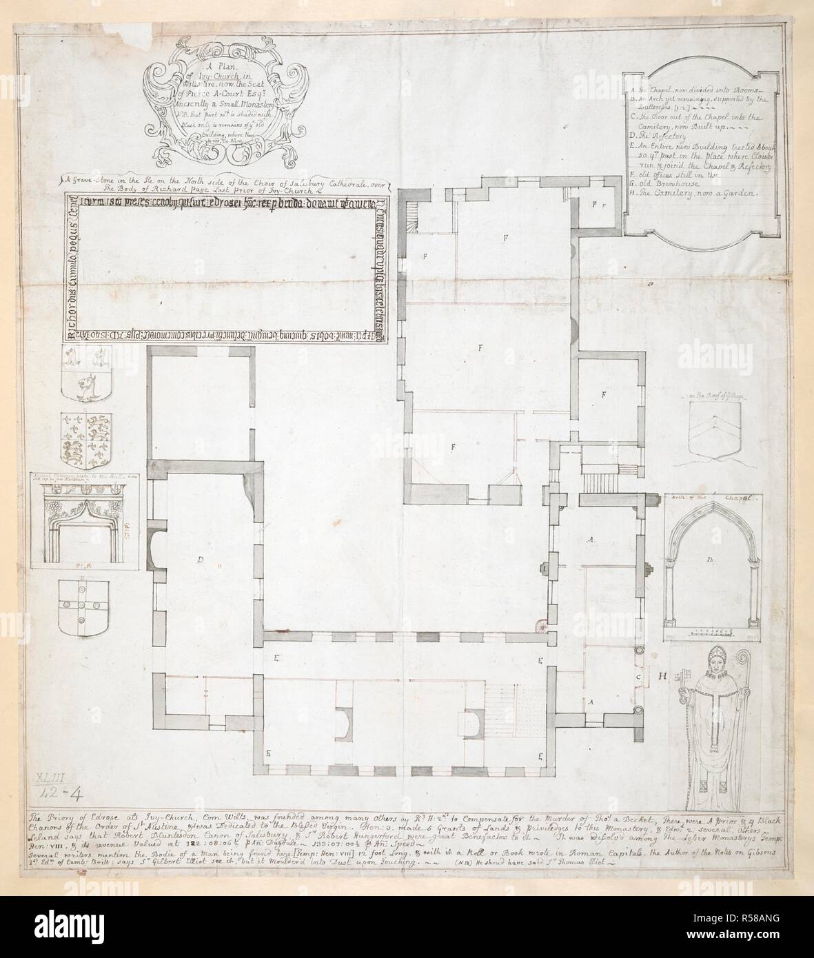 A plan, in Indian ink, of Ivy Church, in the parish of Alderbury. A ...