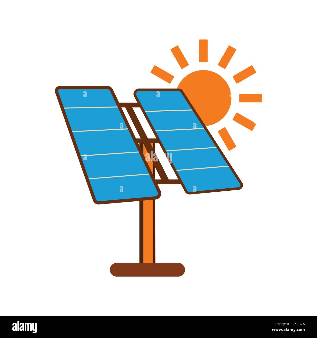 Solar battery Icon. Sun Energy label for Web on white background. Flat ...