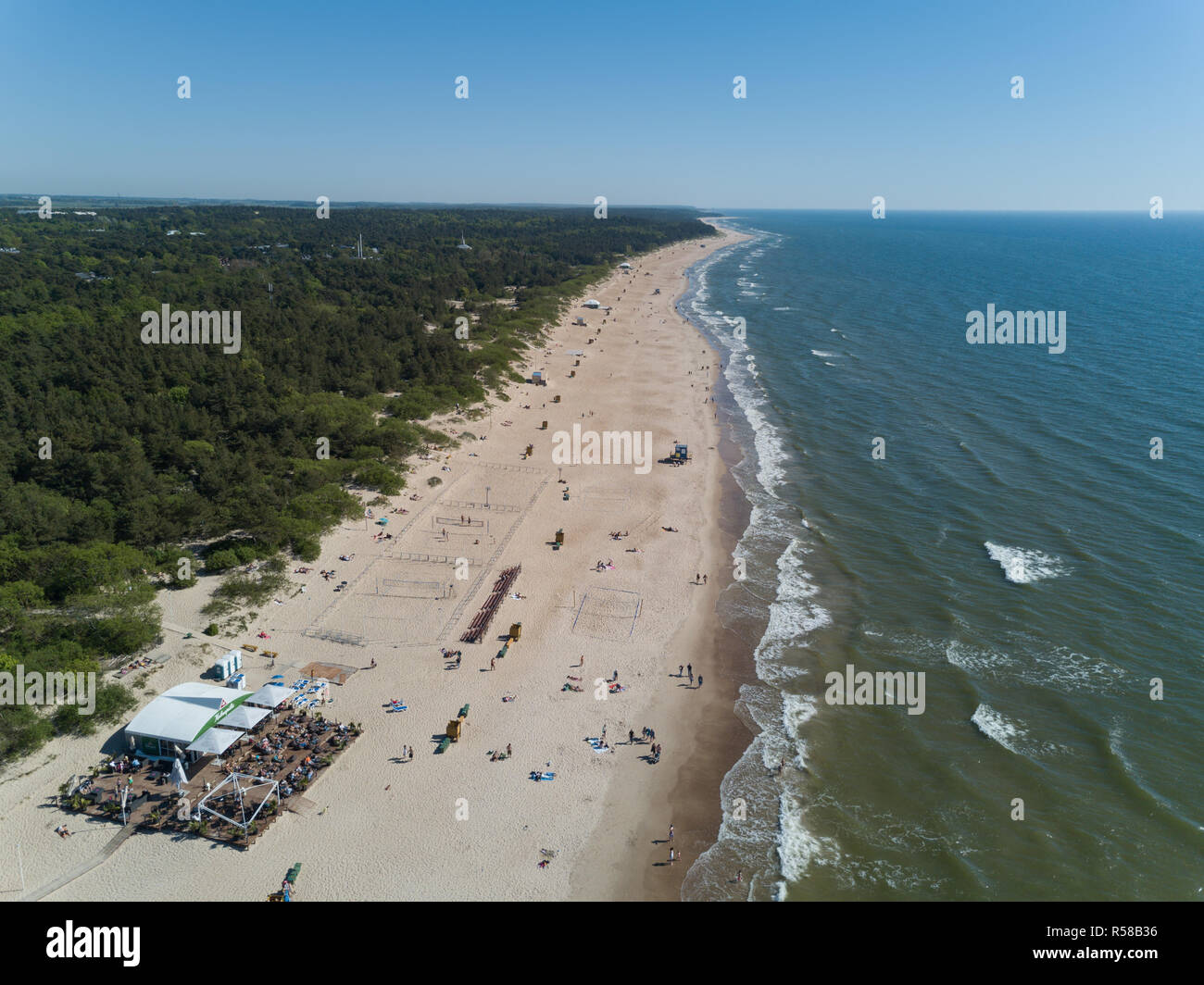 Palanga Lietuva Baltic Sea Seaside Aerial drone top view Stock Photo ...