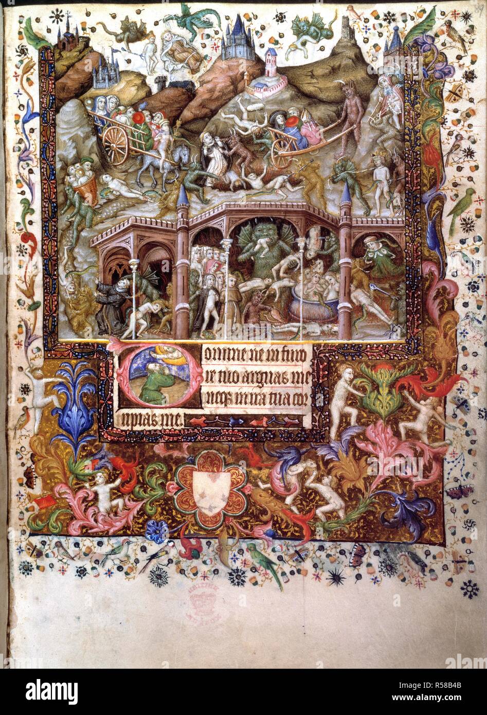 Scene in Hell. Book of Hours. France (Paris), circa 1407. (Whole folio ...