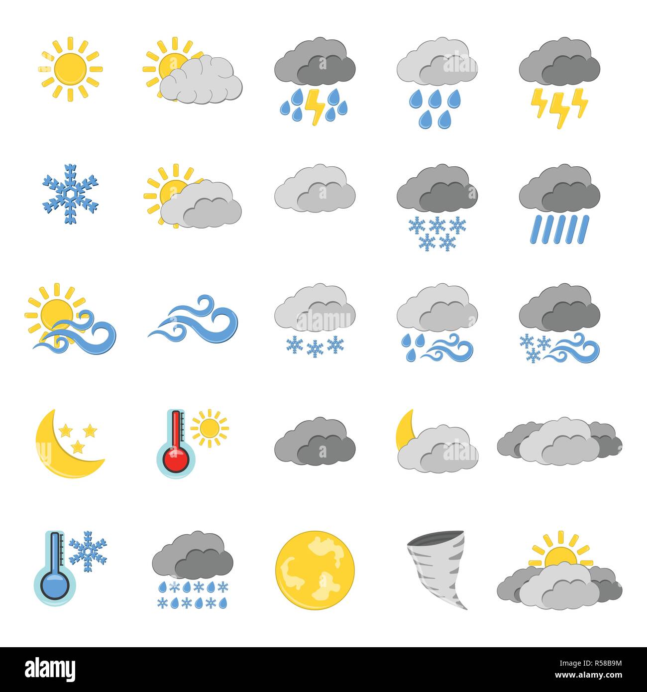 Set of 25 Weather Icon . Weather label for Web on white background ...