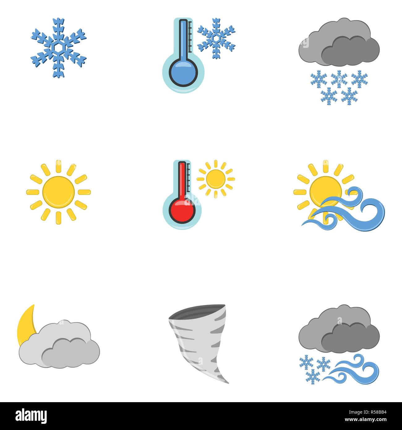 Set of 9 Weather Icon . Weather label for Web on white background ...