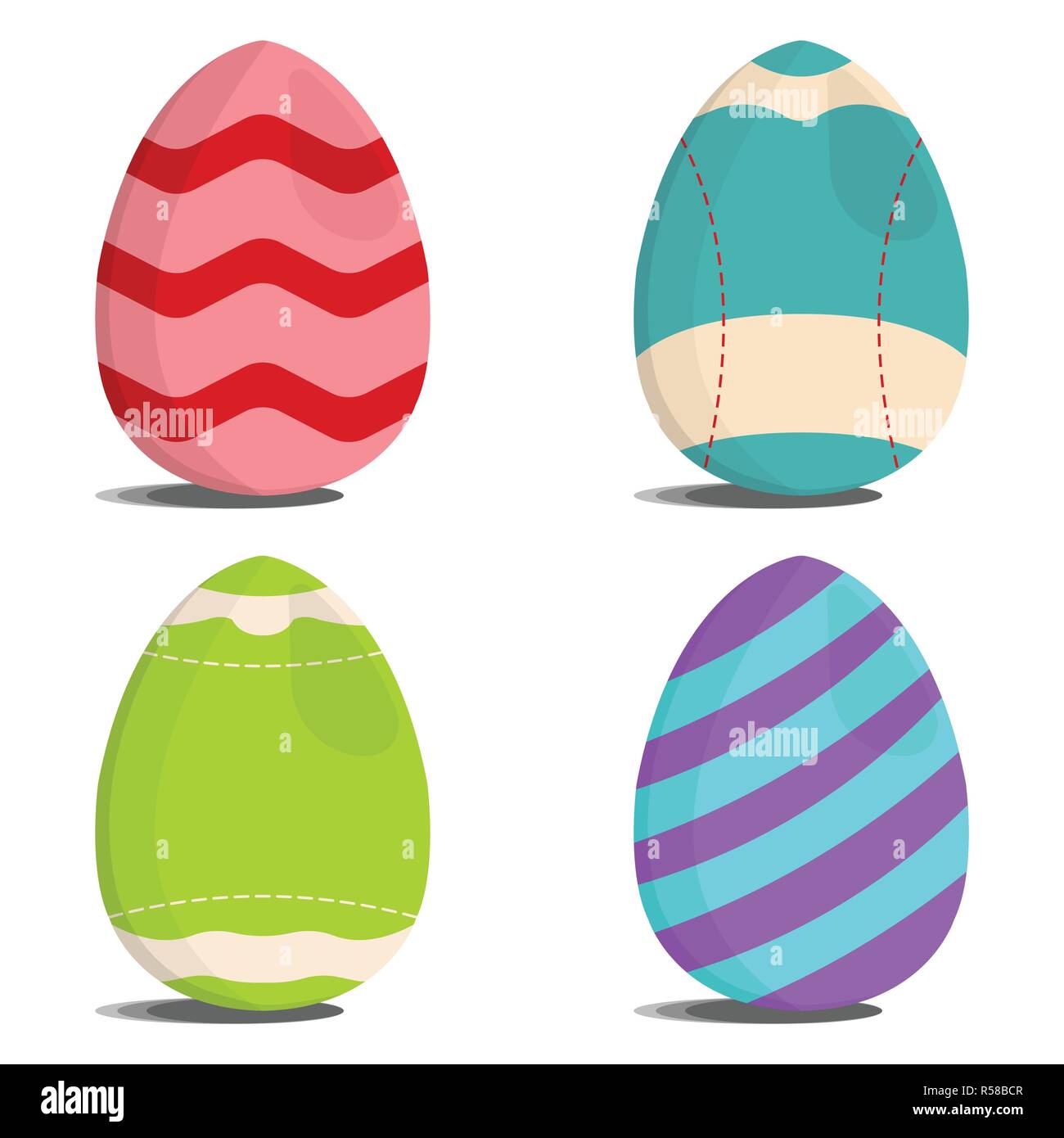 Set of Egg Hunt icon. Easter Egg label on white Background. Cartoon ...