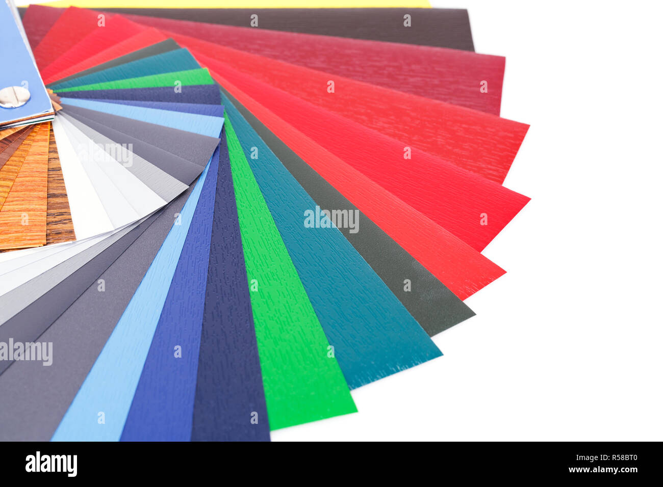 Wood coating color samples on white background Stock Photo - Alamy