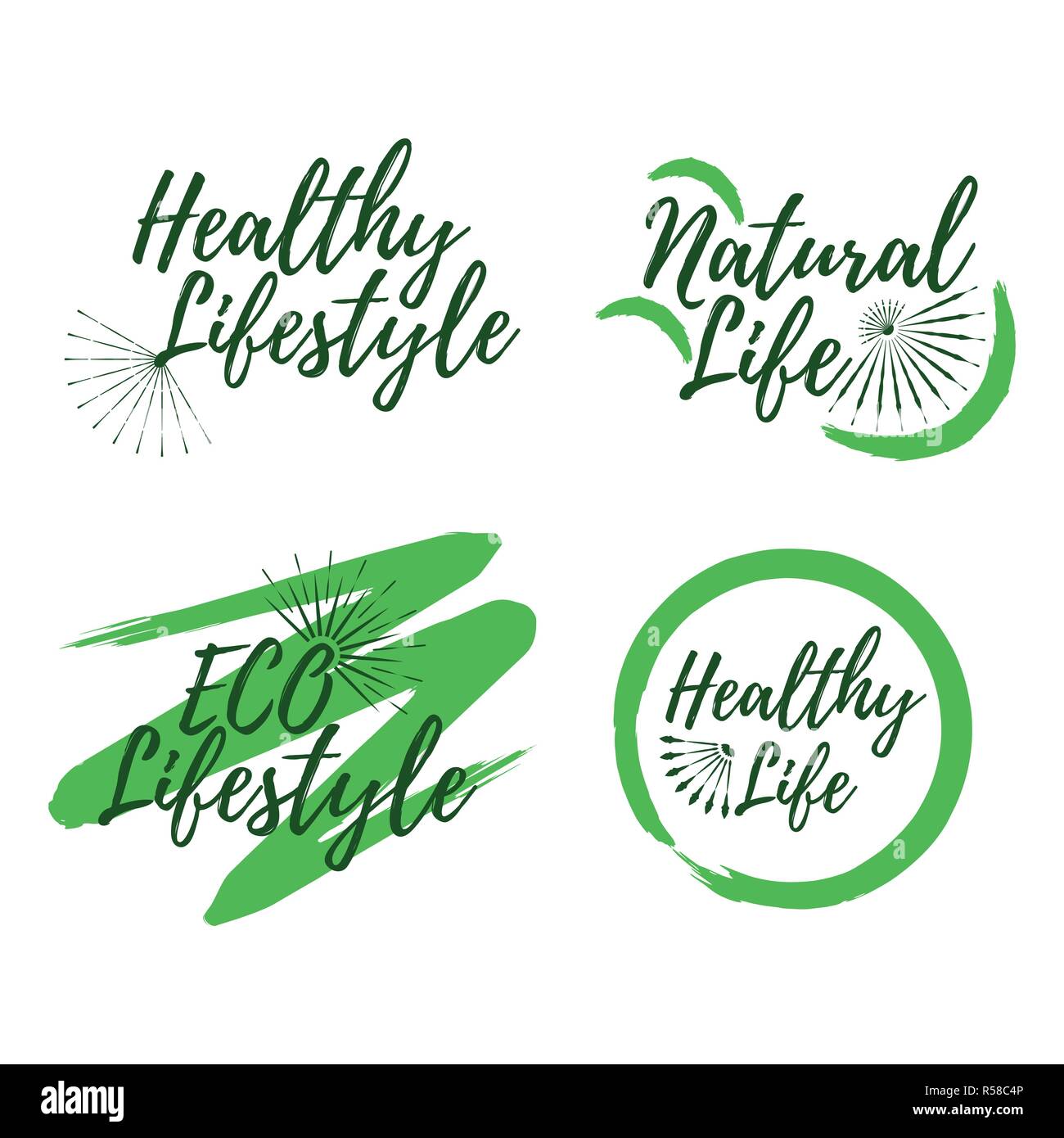 Set of Eco and Natural Life label. Healthy Lifestyle badges. Vector ...