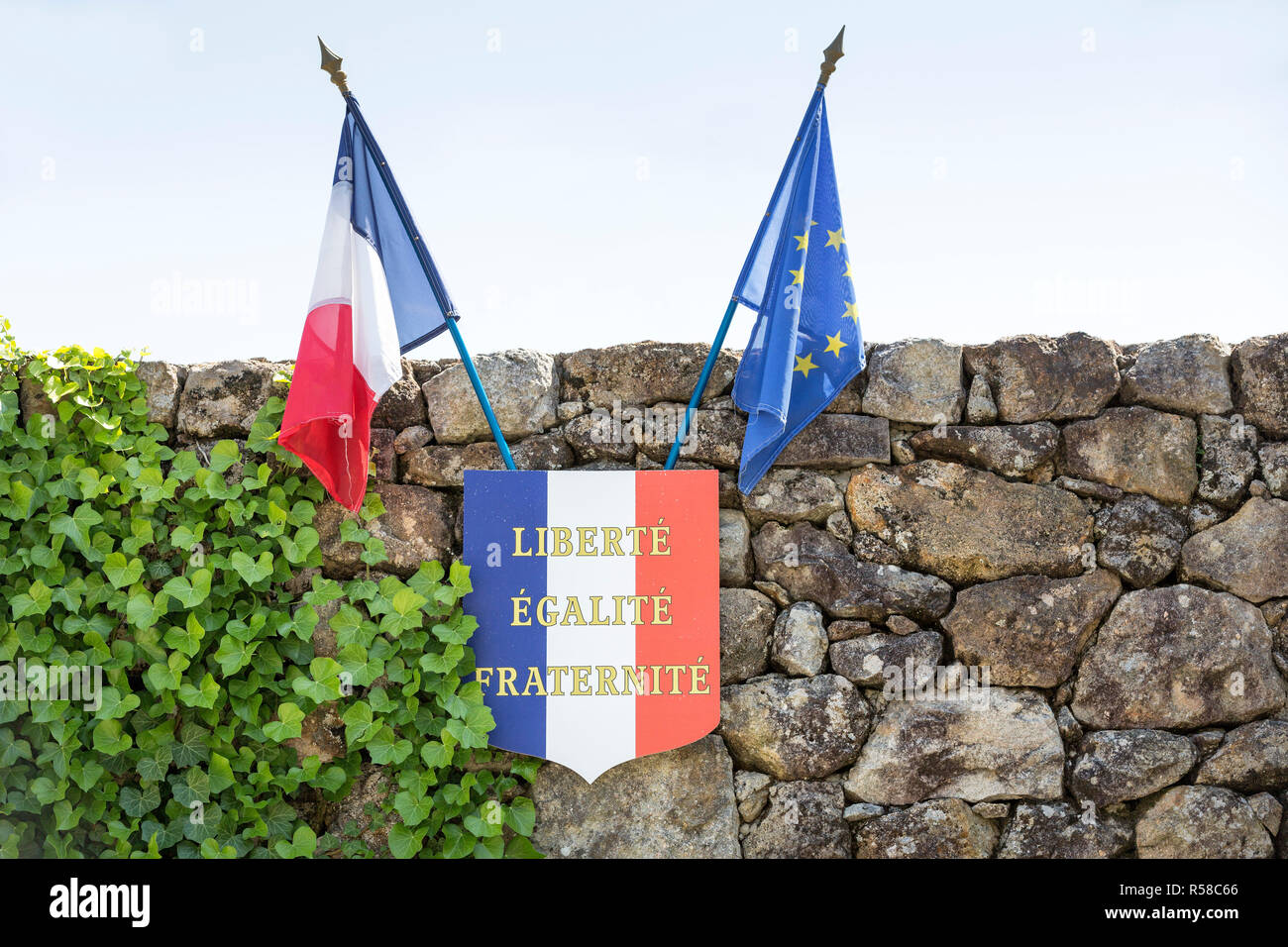 french and european flags Stock Photo - Alamy
