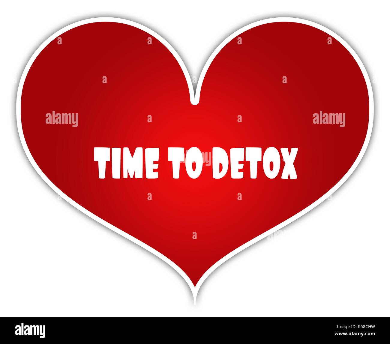 TIME TO DETOX on red heart sticker label Stock Photo - Alamy