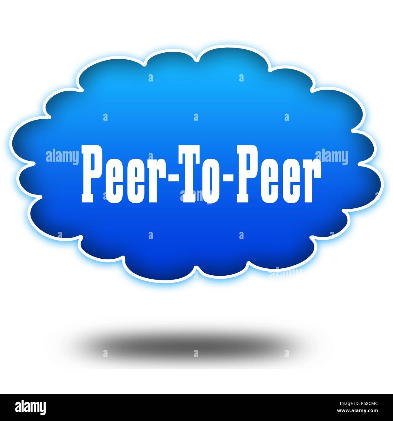PEER TO PEER text message on hovering blue cloud Stock Photo - Alamy