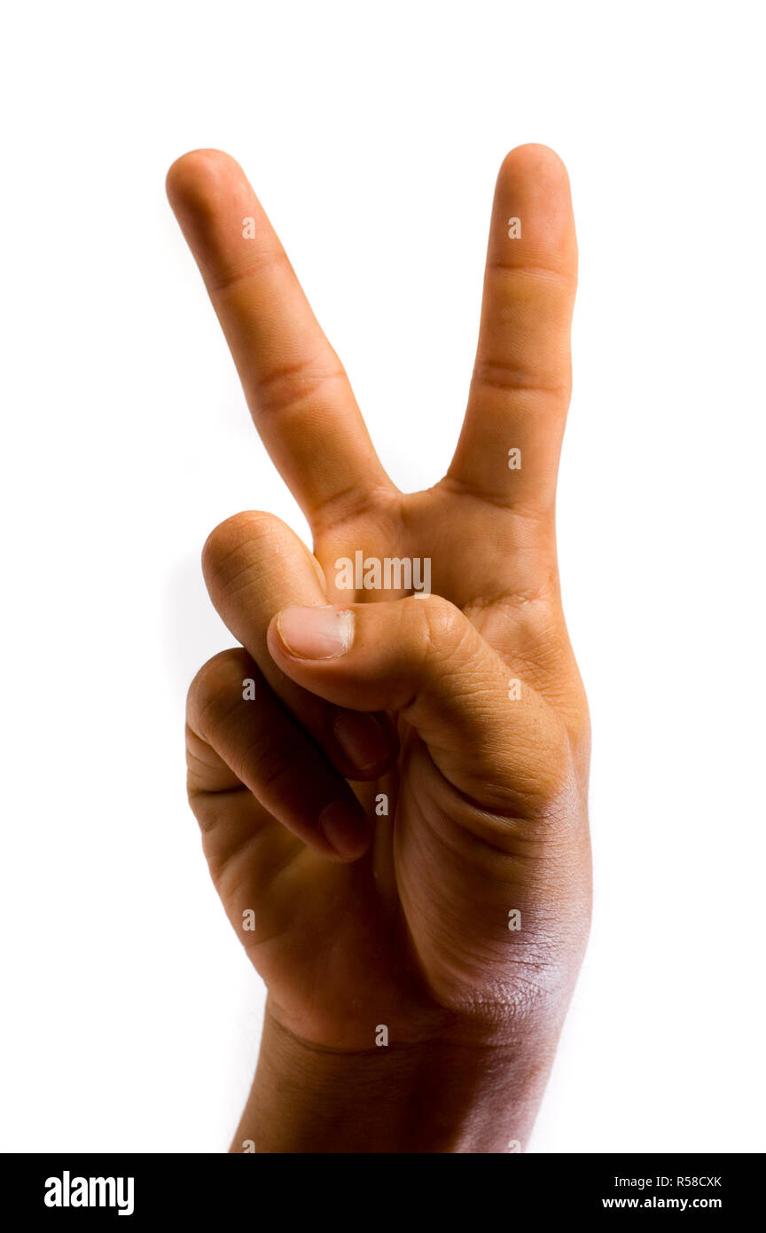 Two with hand sign Stock Photo - Alamy