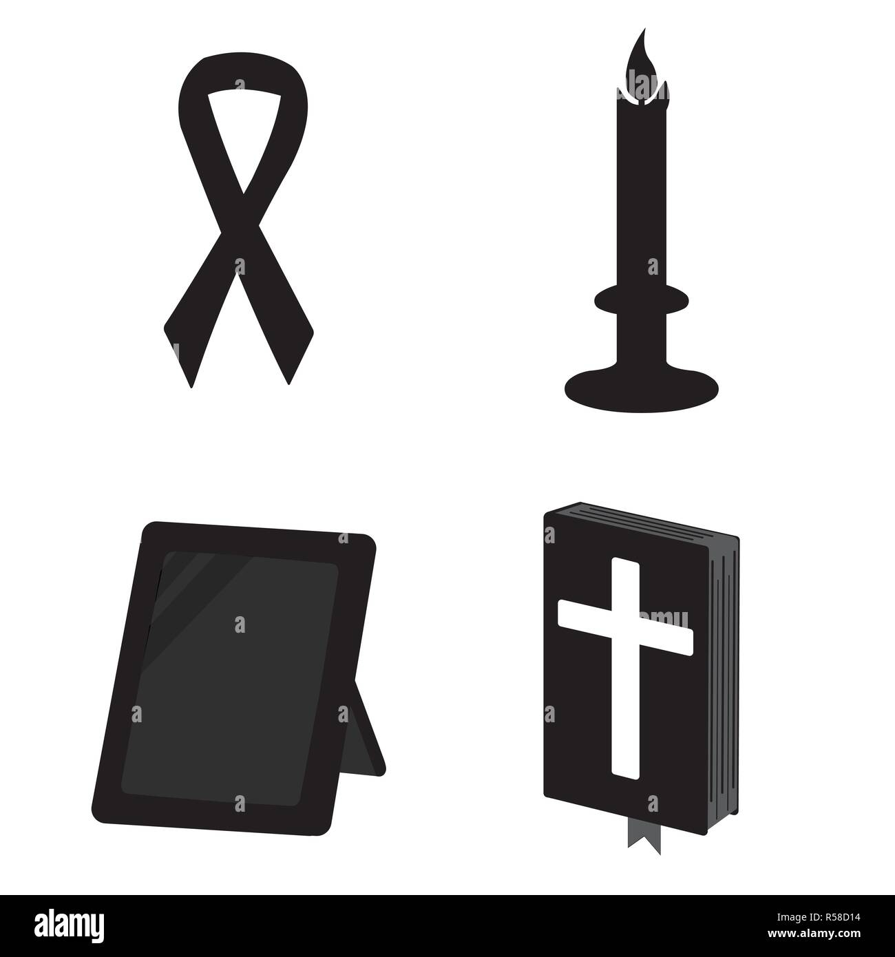 Set of funeral simple icon. Isolated vector illustration on white ...