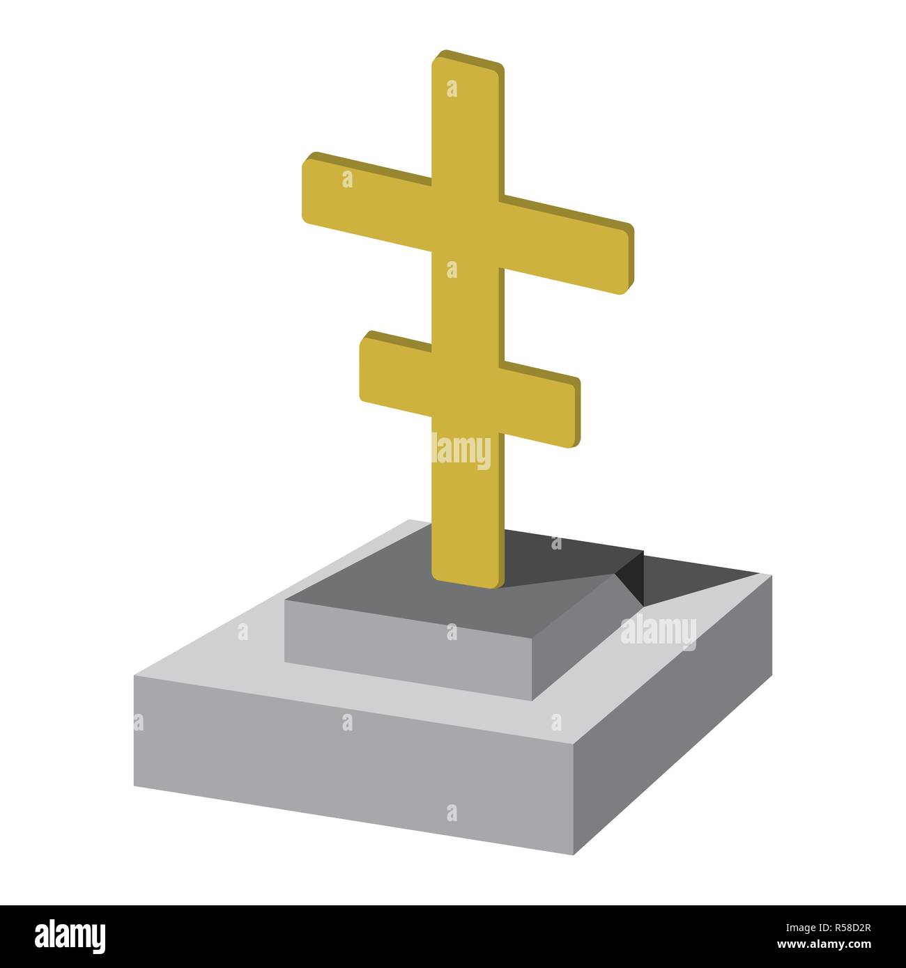 Grave with cross cartoon icon. Isolated vector illustration on white ...
