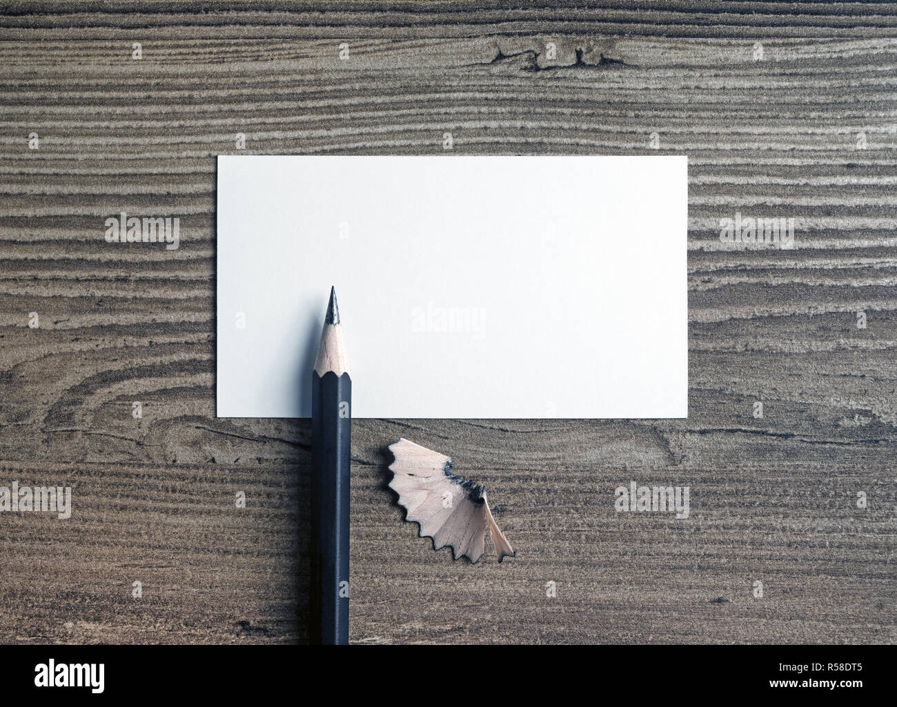 Blank business card, pencil Stock Photo - Alamy