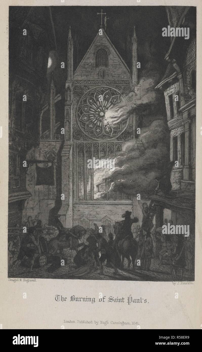 The burning of St. Paul's. Old St. Paul's cathedral burning during the ...