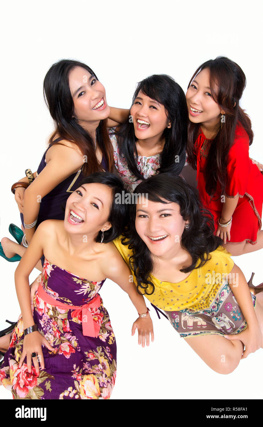 Happy Group Smiling Stock Photo - Alamy