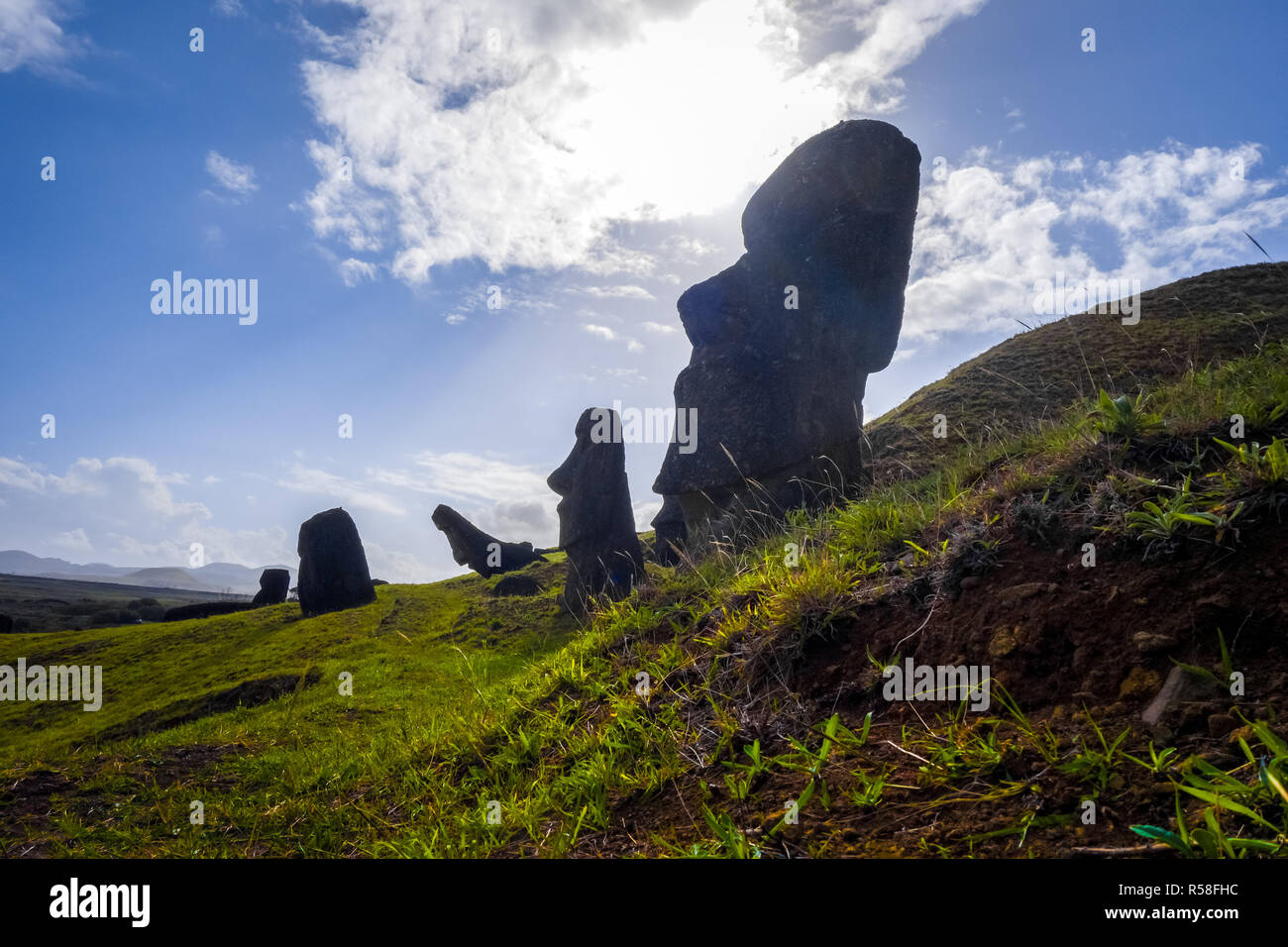 Easter island rano raraku maori statues hi-res stock photography and ...