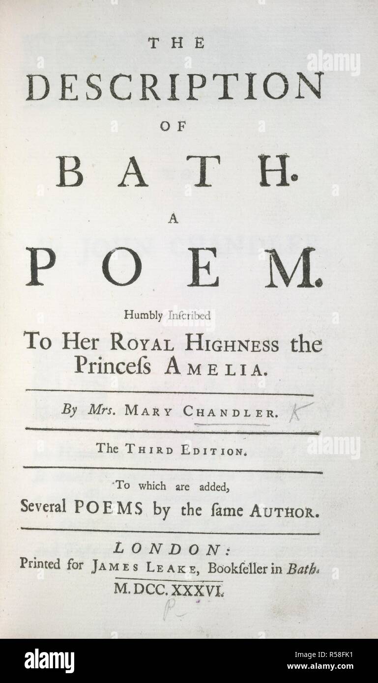 Title page of 'The Description of Bath'. The Description of Bath. A ...