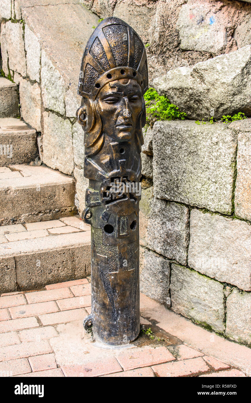 Incas shaped drinking water fountain in Agua Calientes, Cusco, Peru ...