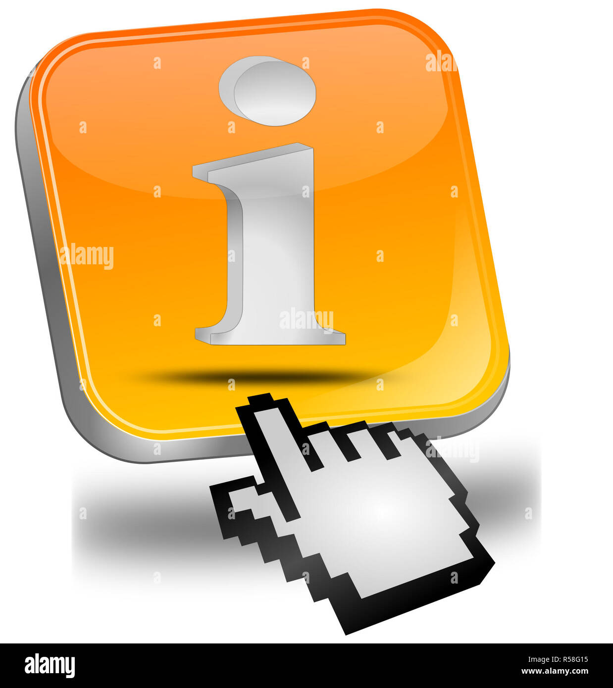 orange Information Button with cursor - 3D illustration Stock Photo - Alamy