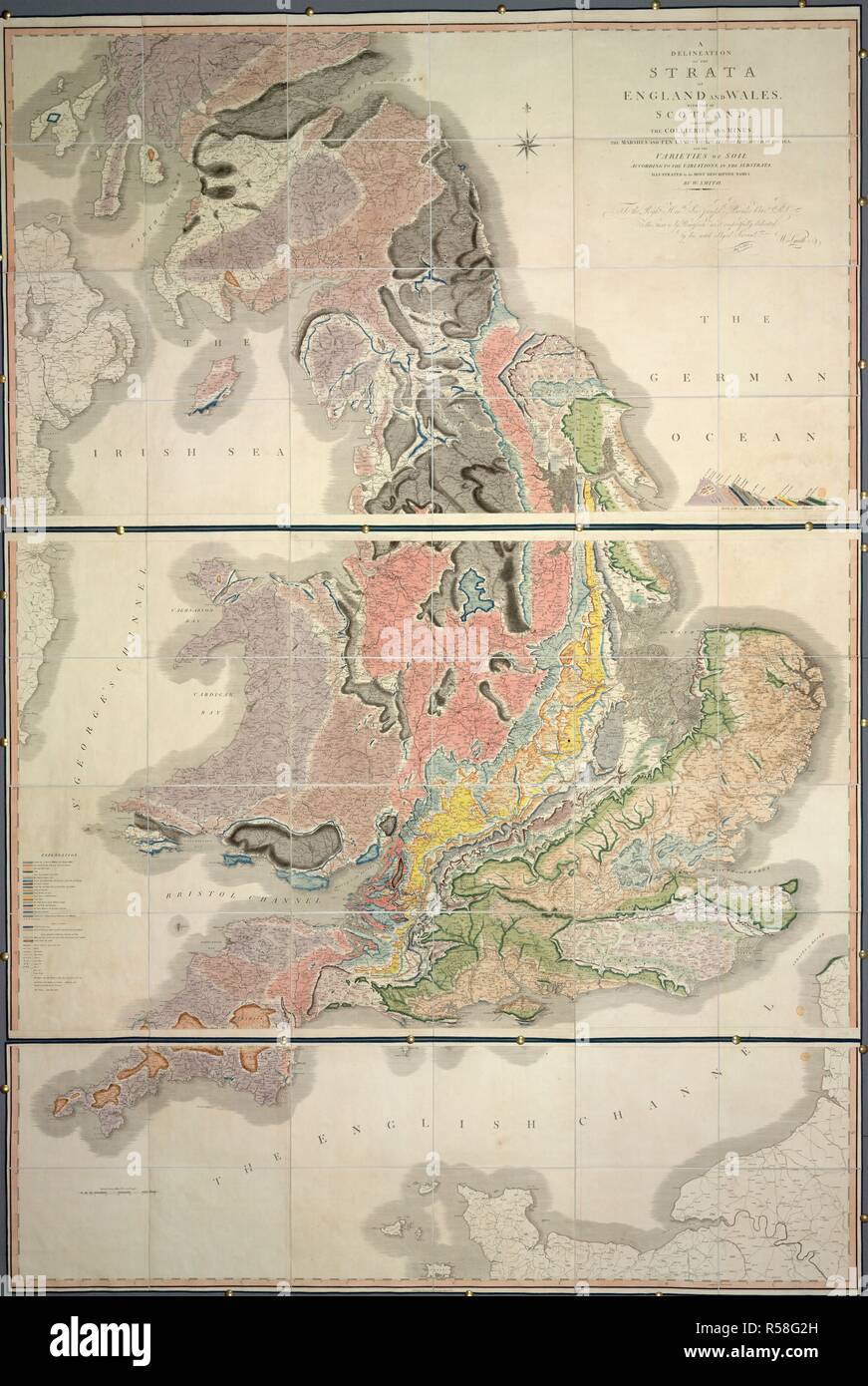 First Geological map. A delineation of the Strata of England and Wales ...