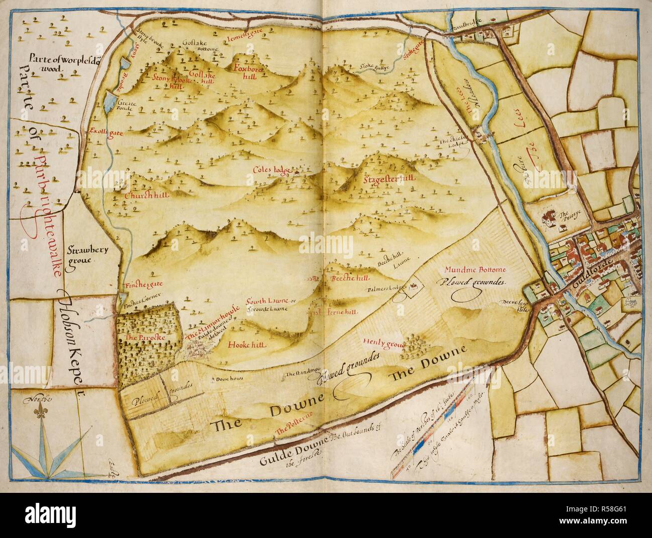 Plan of Guildford Park, co. Surrey, with the town of Guildford ...