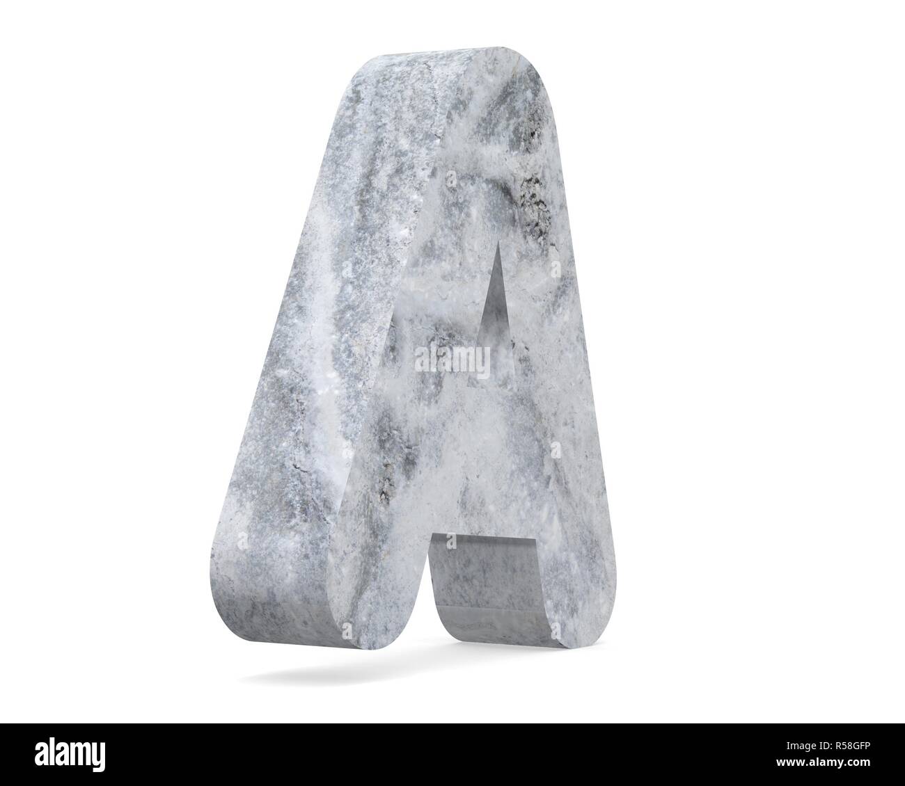 Concrete Capital Letter - A isolated on white background . 3D render ...