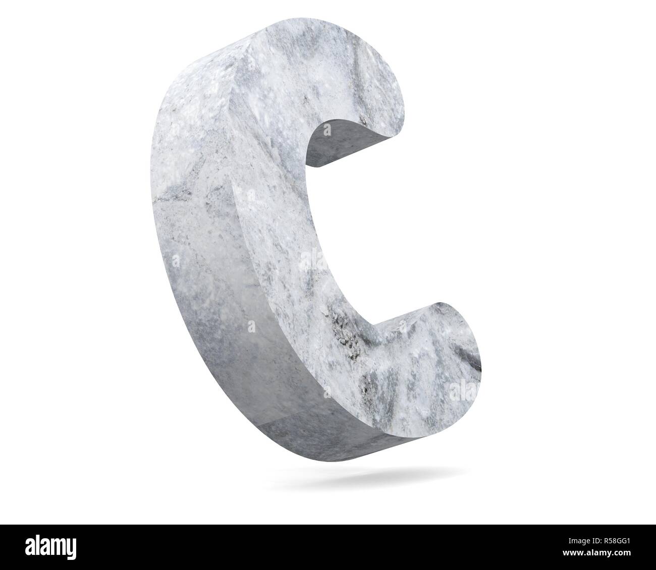 Concrete Capital Letter - C isolated on white background . 3D render ...