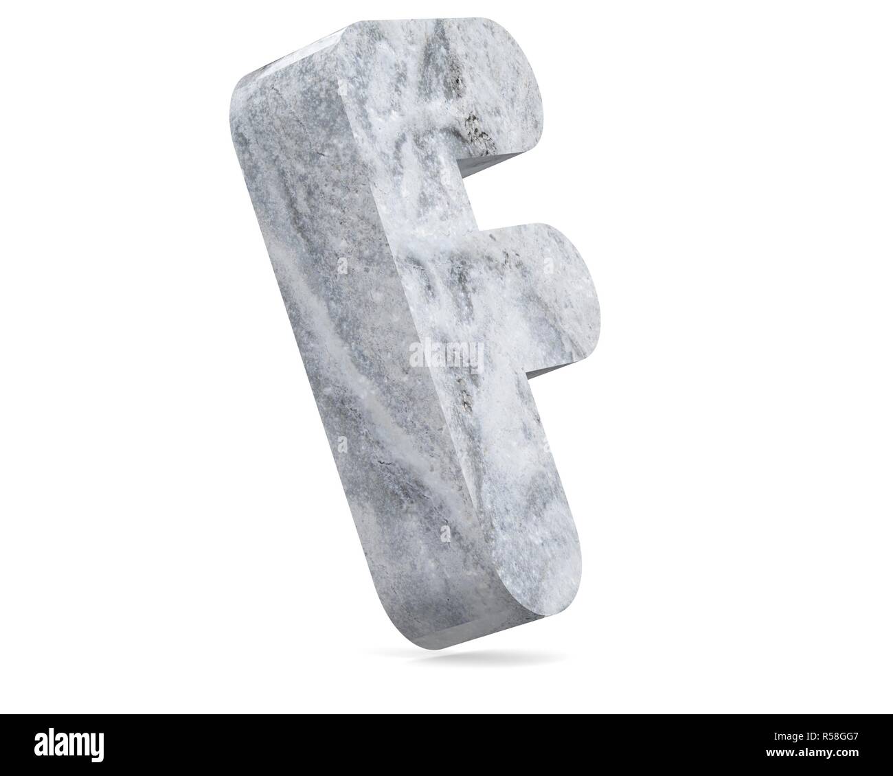 Concrete Capital Letter - F isolated on white background . 3D render ...