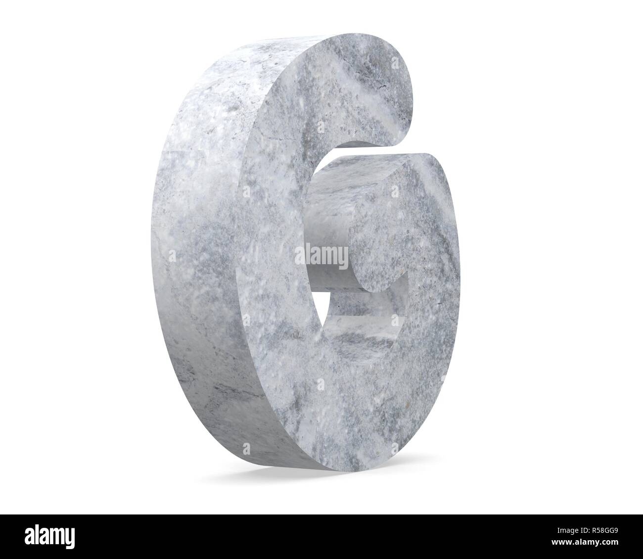 Concrete Capital Letter - G isolated on white background . 3D render ...