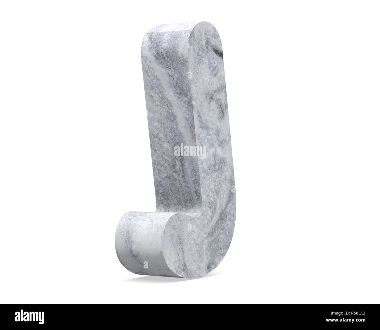 Concrete Capital Letter - J isolated on white background . 3D render ...