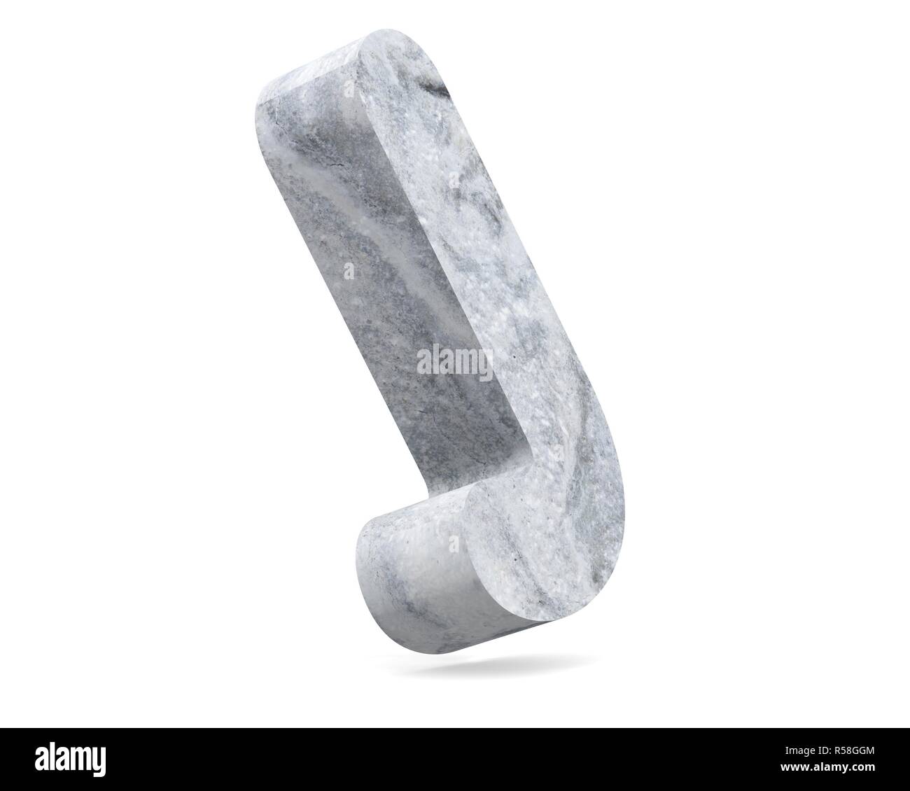 Concrete Capital Letter - J isolated on white background . 3D render ...