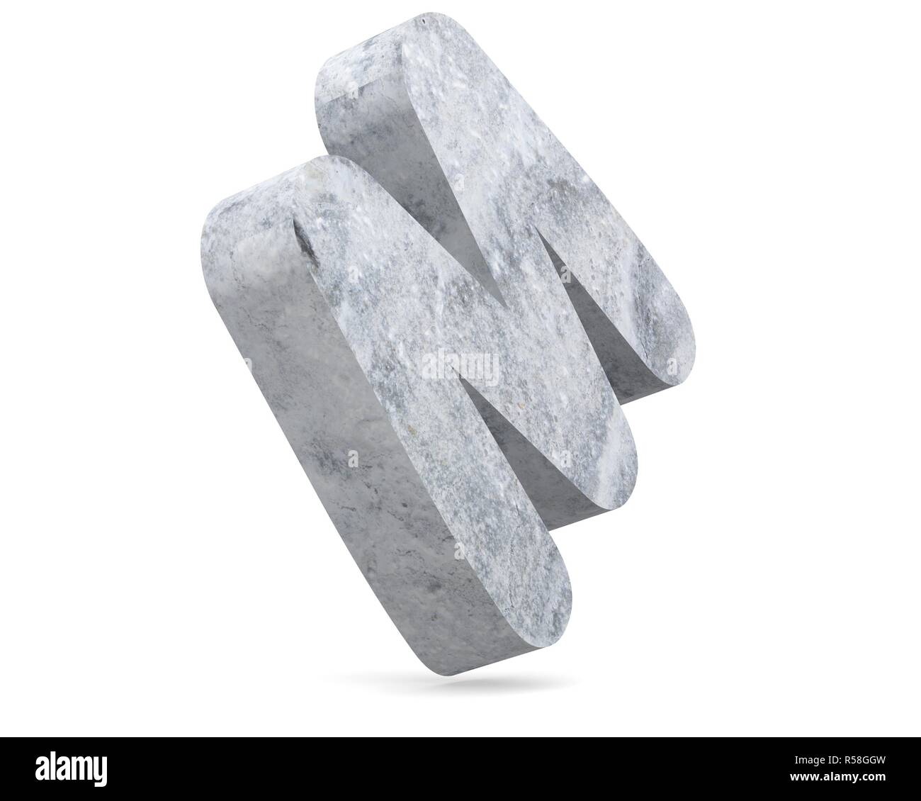 Concrete Capital Letter - M isolated on white background . 3D render ...