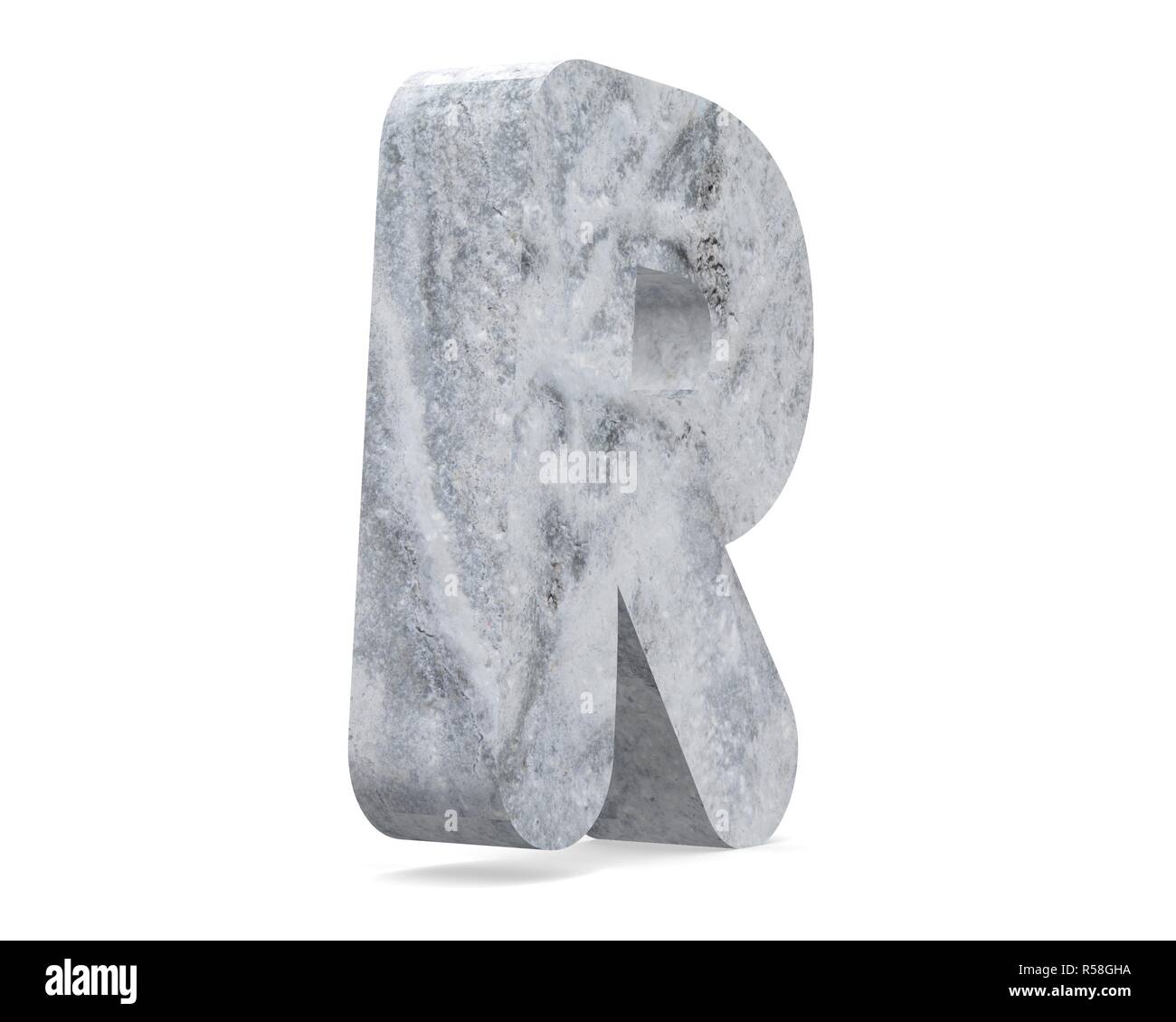 Concrete Capital Letter - R isolated on white background . 3D render ...