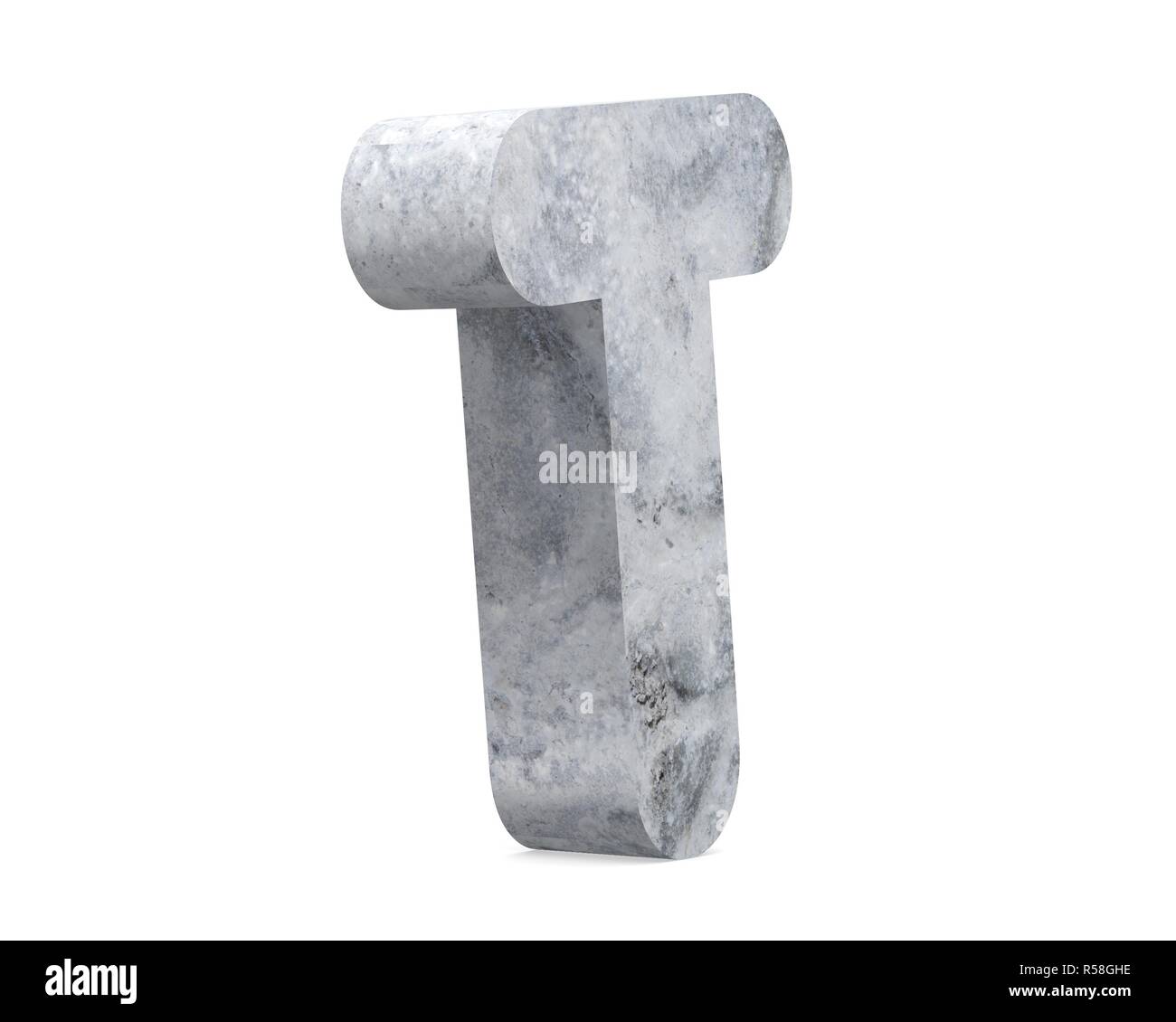 Concrete Capital Letter - T isolated on white background . 3D render ...