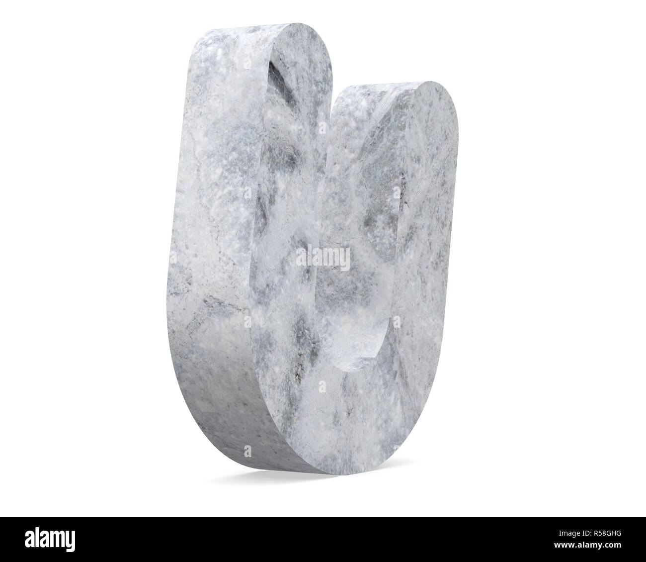 Concrete Capital Letter - U isolated on white background . 3D render ...