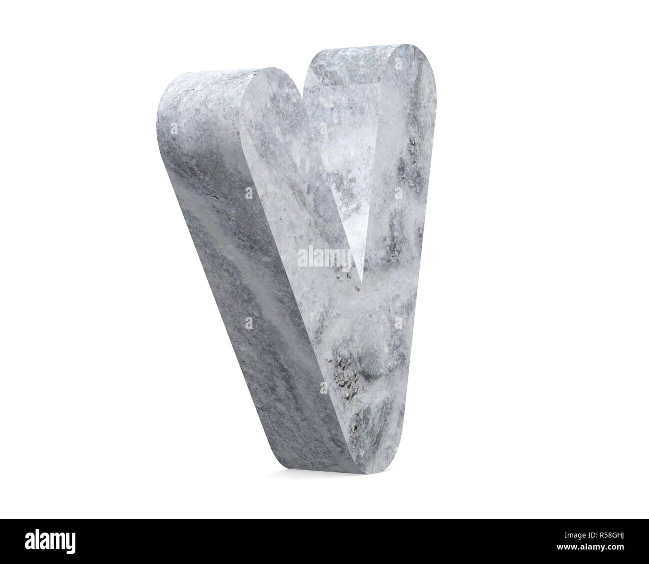 Concrete Capital Letter - V isolated on white background . 3D render ...