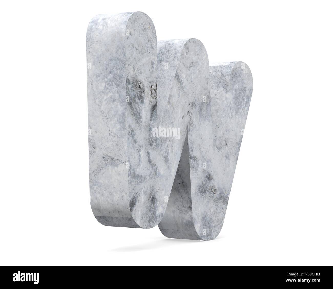 Concrete Capital Letter - W isolated on white background . 3D render ...