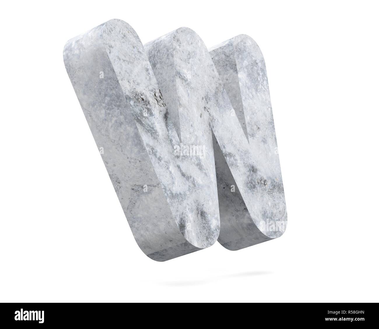 Concrete Capital Letter - W isolated on white background . 3D render ...