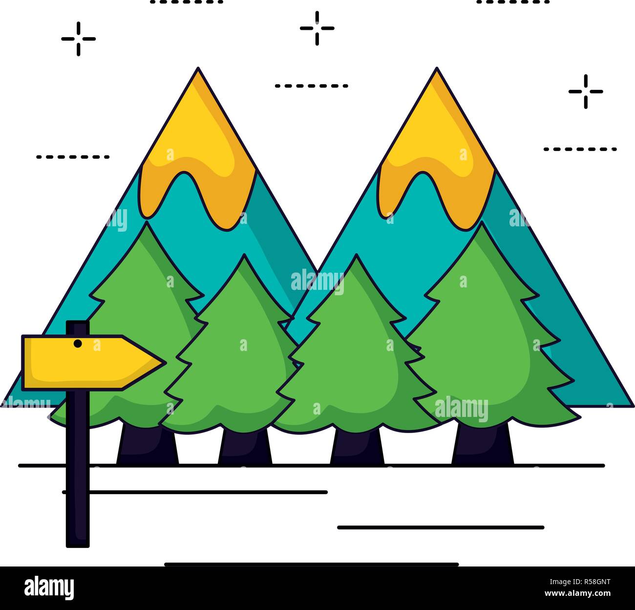 mountains forest signal camping summer vector illustration Stock Vector ...