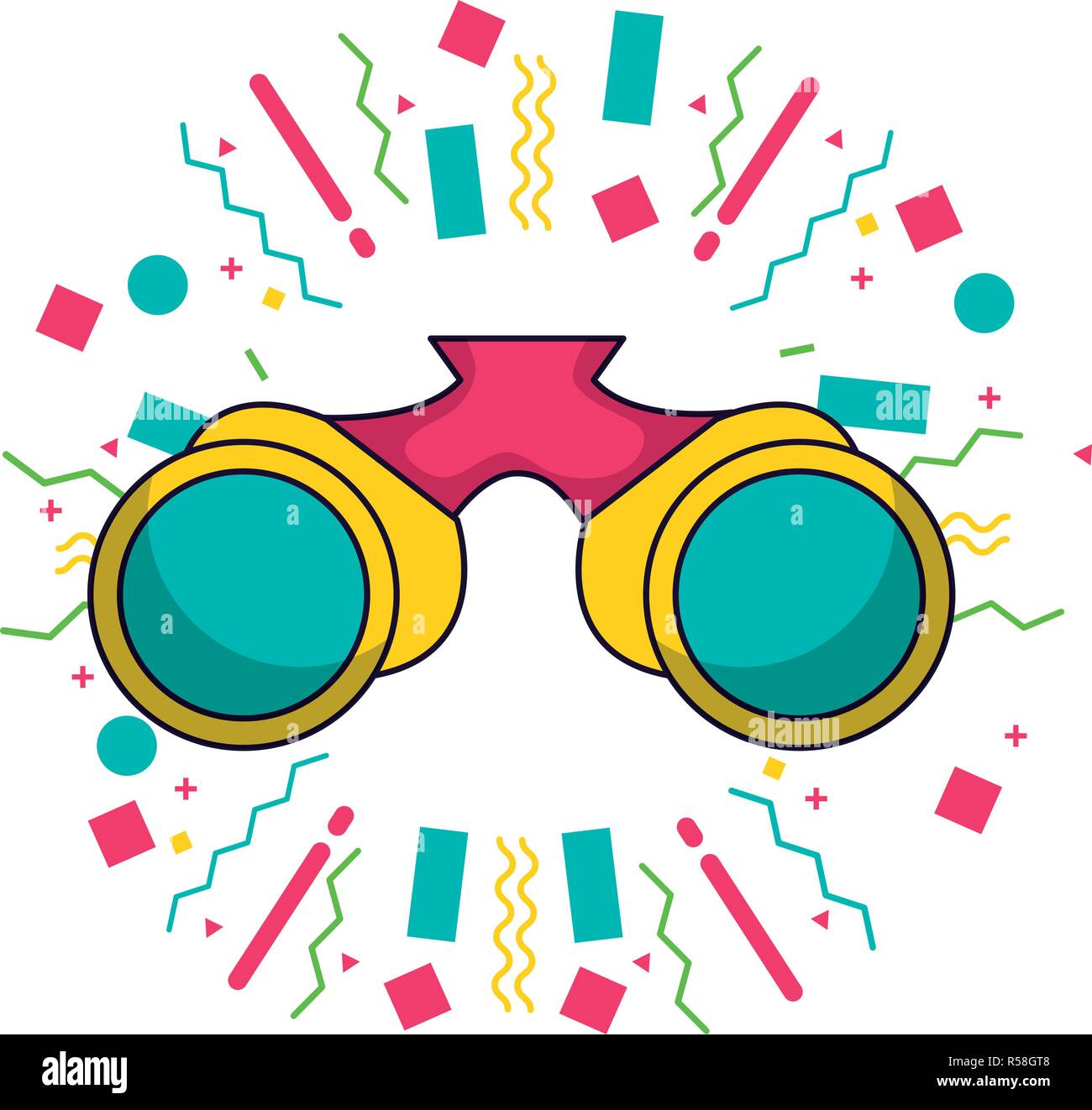 binoculars tool equipment camping summer vector illustration Stock ...