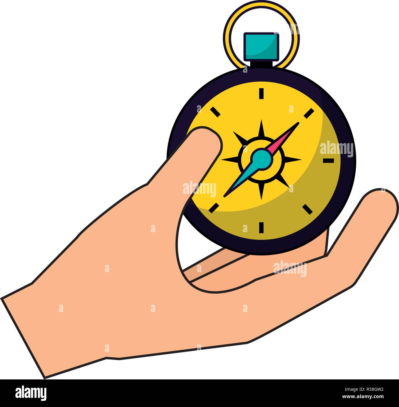 hand holding compass camping summer vector illustration Stock Vector ...