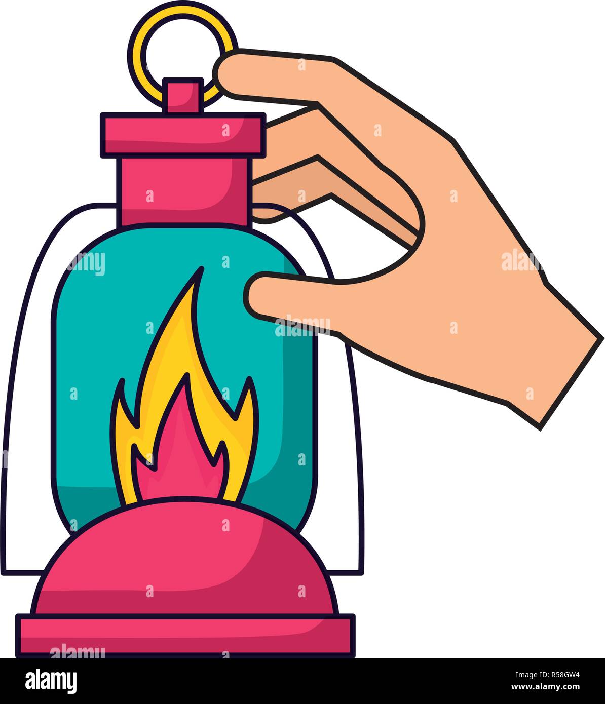 hand holding lantern camping summer vector illustration Stock Vector ...