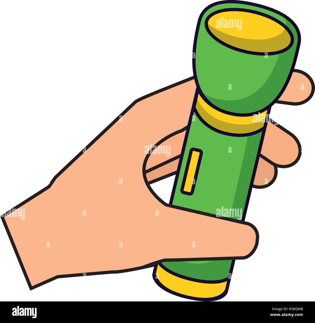 hand holding flashlight camping summer vector illustration Stock Vector ...