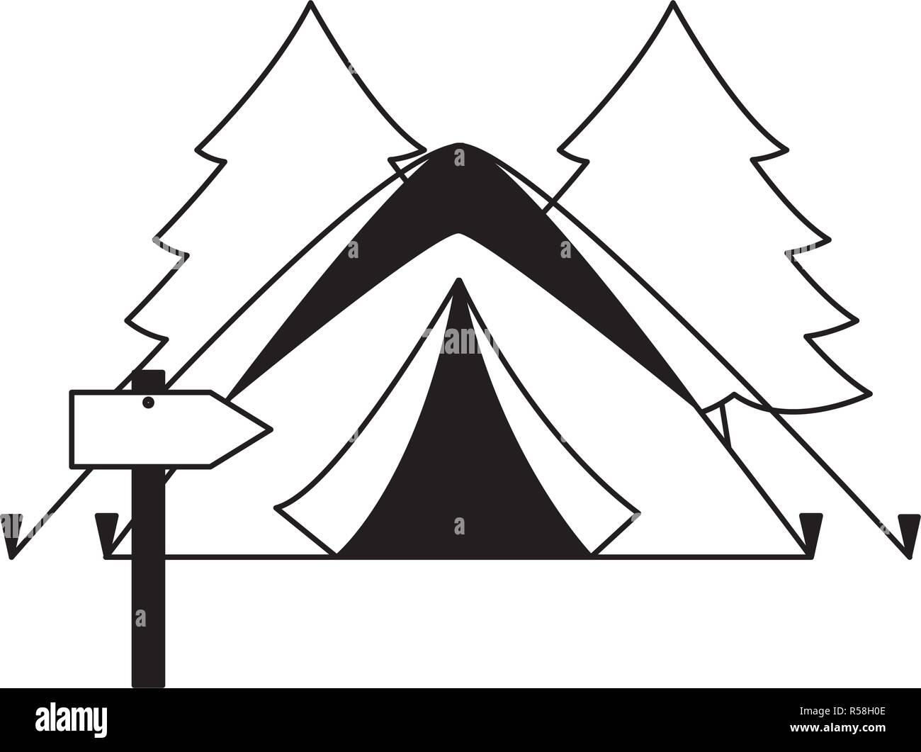 tent forest and guide signal camping summer vector illustration Stock ...