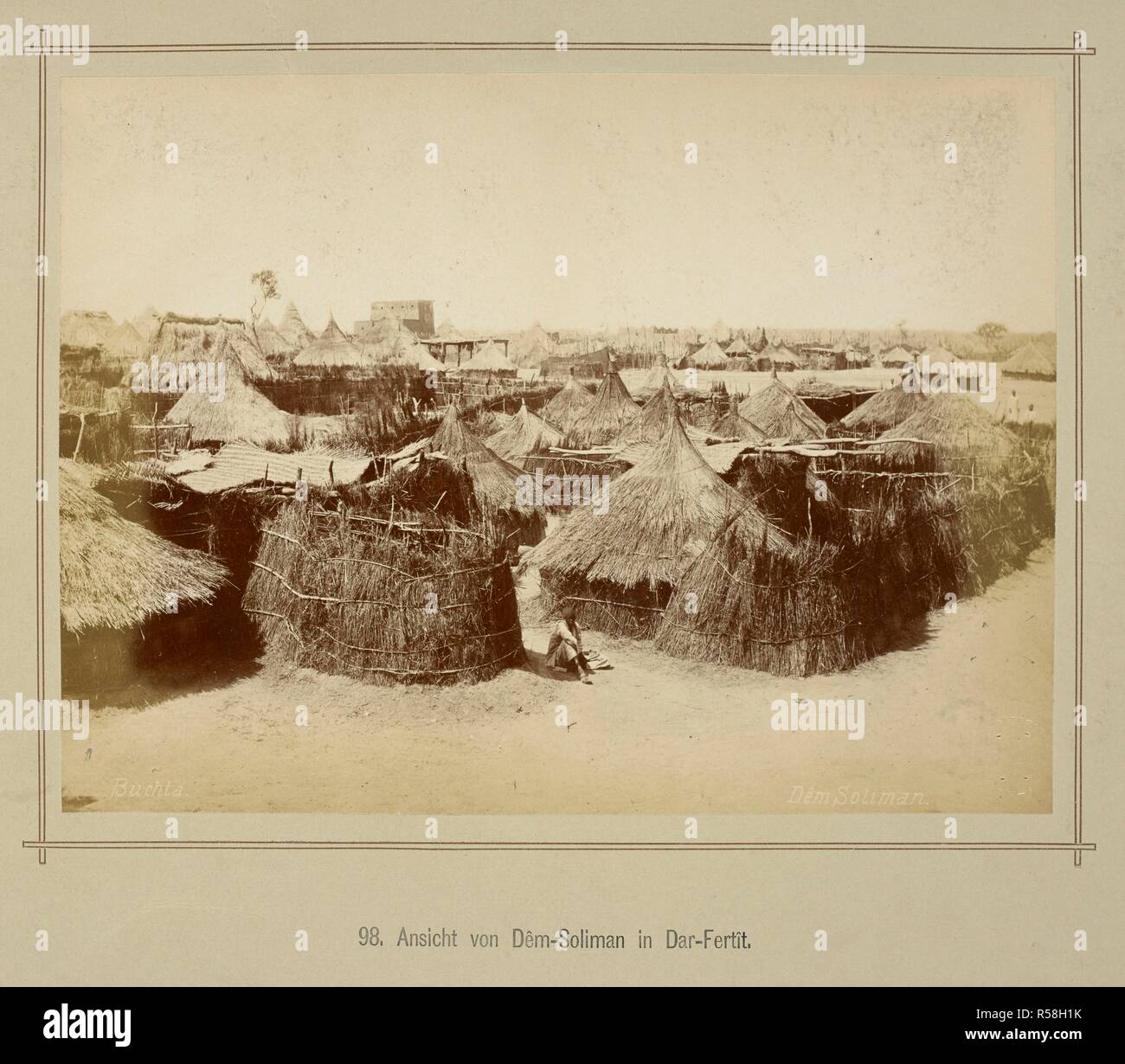 Ansicht von Dem-Soliman in Dar-Fertit. A settlement in Darfur. Die ...