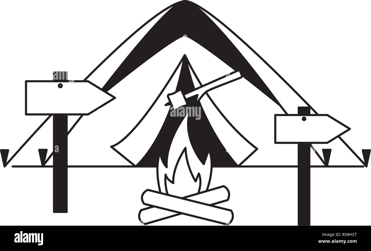 tent bonfire guide signal camping summer vector illustration Stock ...