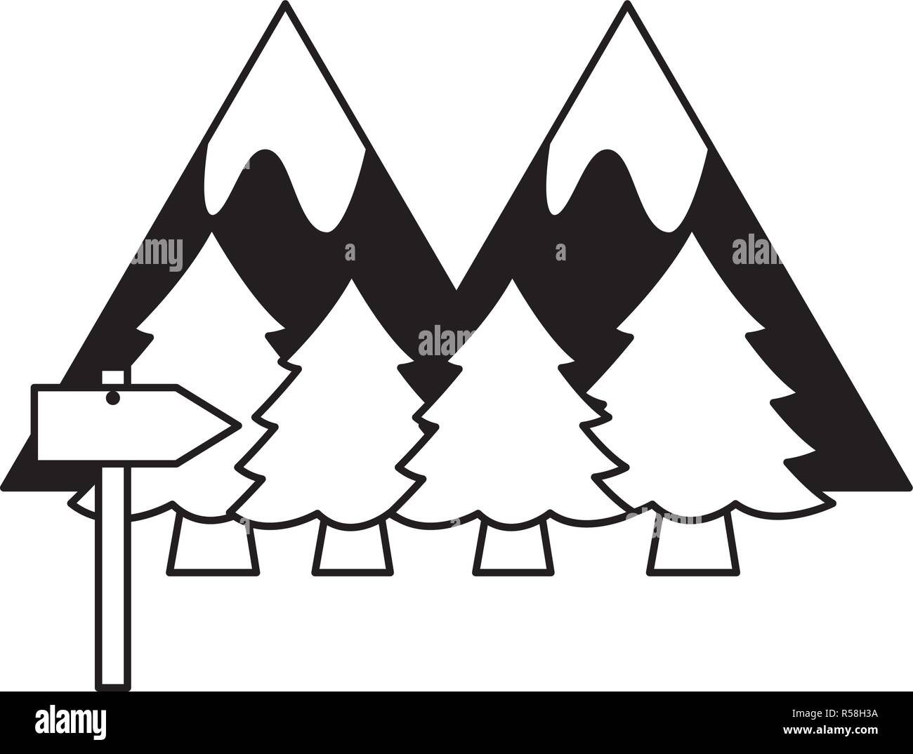 mountains forest signal camping summer vector illustration Stock Vector ...