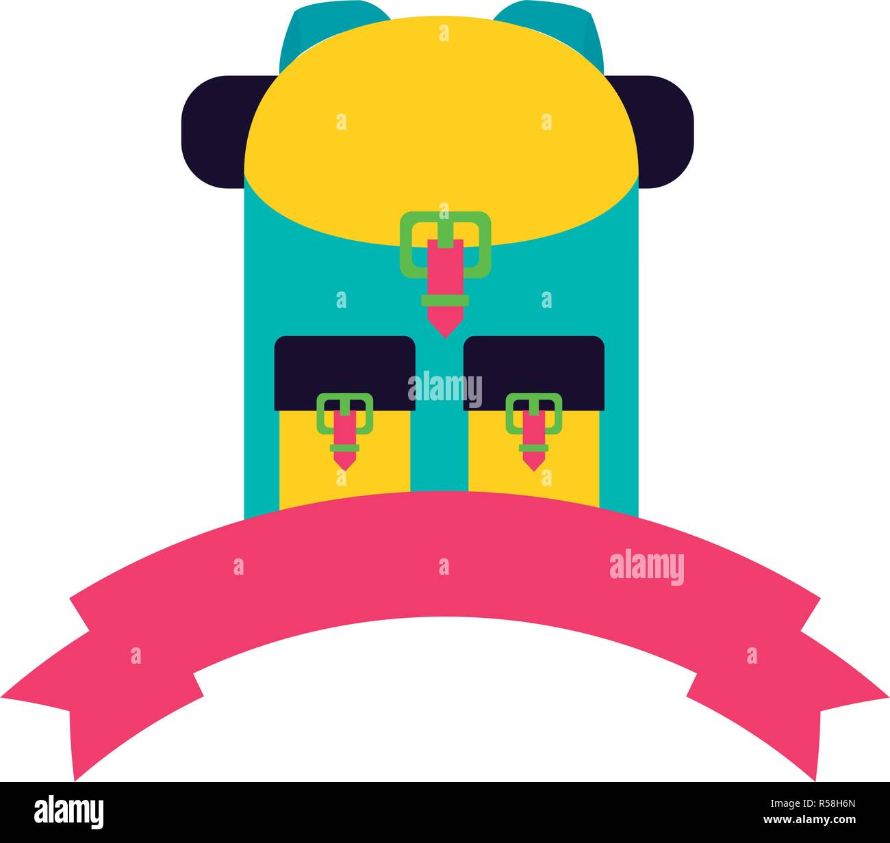 backpack equipment banner white background vector illustration Stock ...