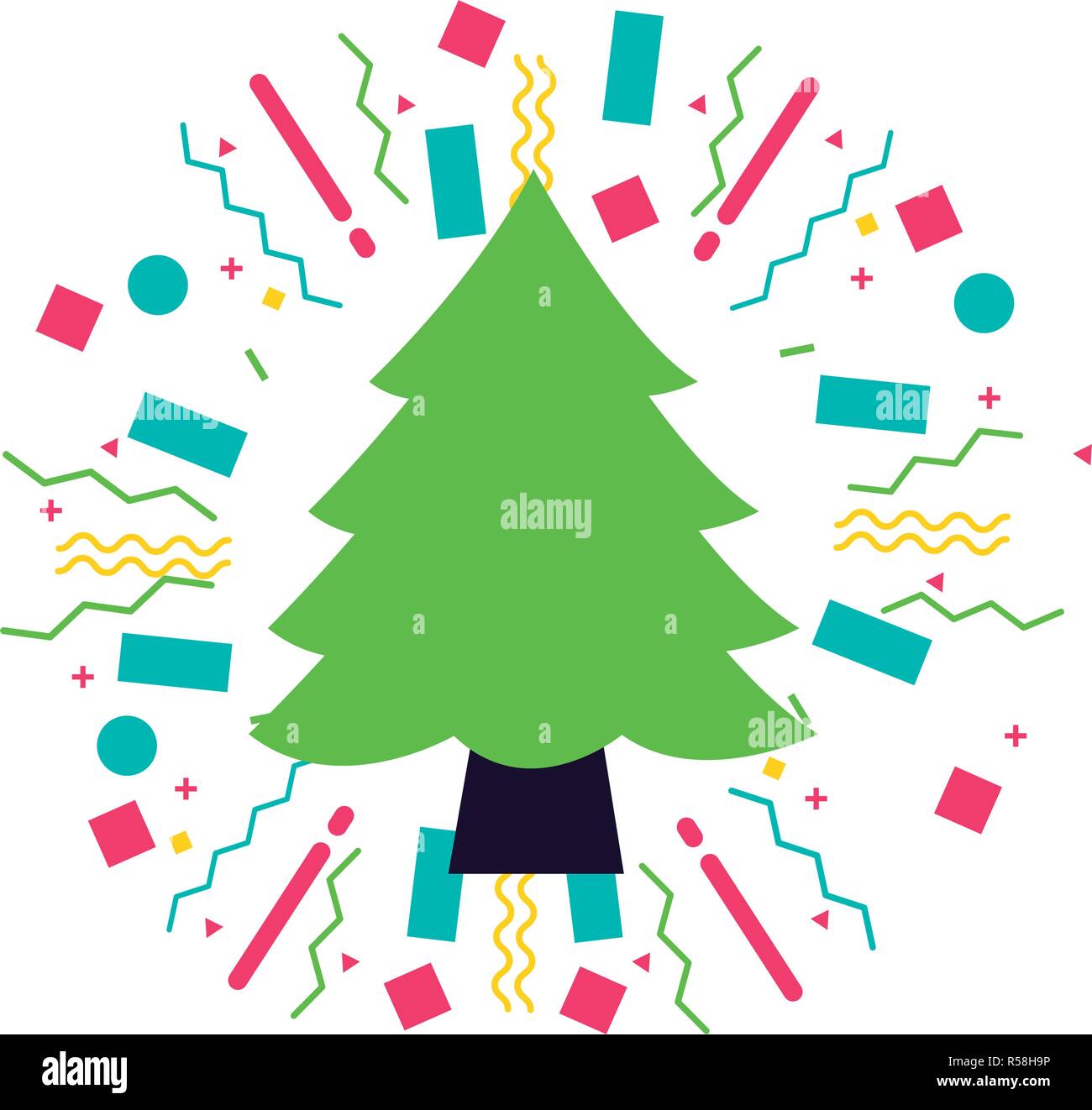 pine tree nature forest decoration confetti vector illustration Stock ...