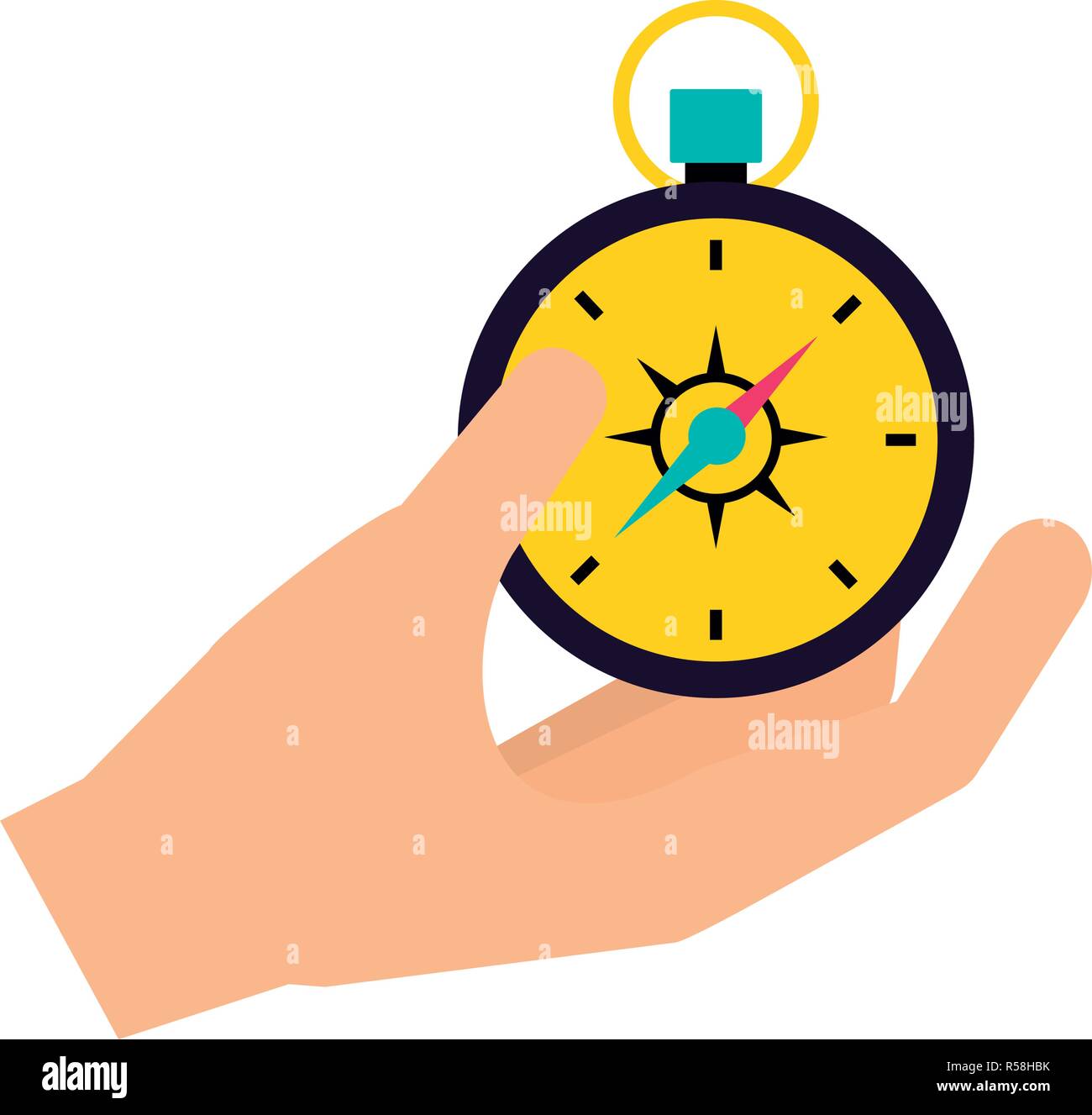 hand holding compass camping summer vector illustration Stock Vector ...